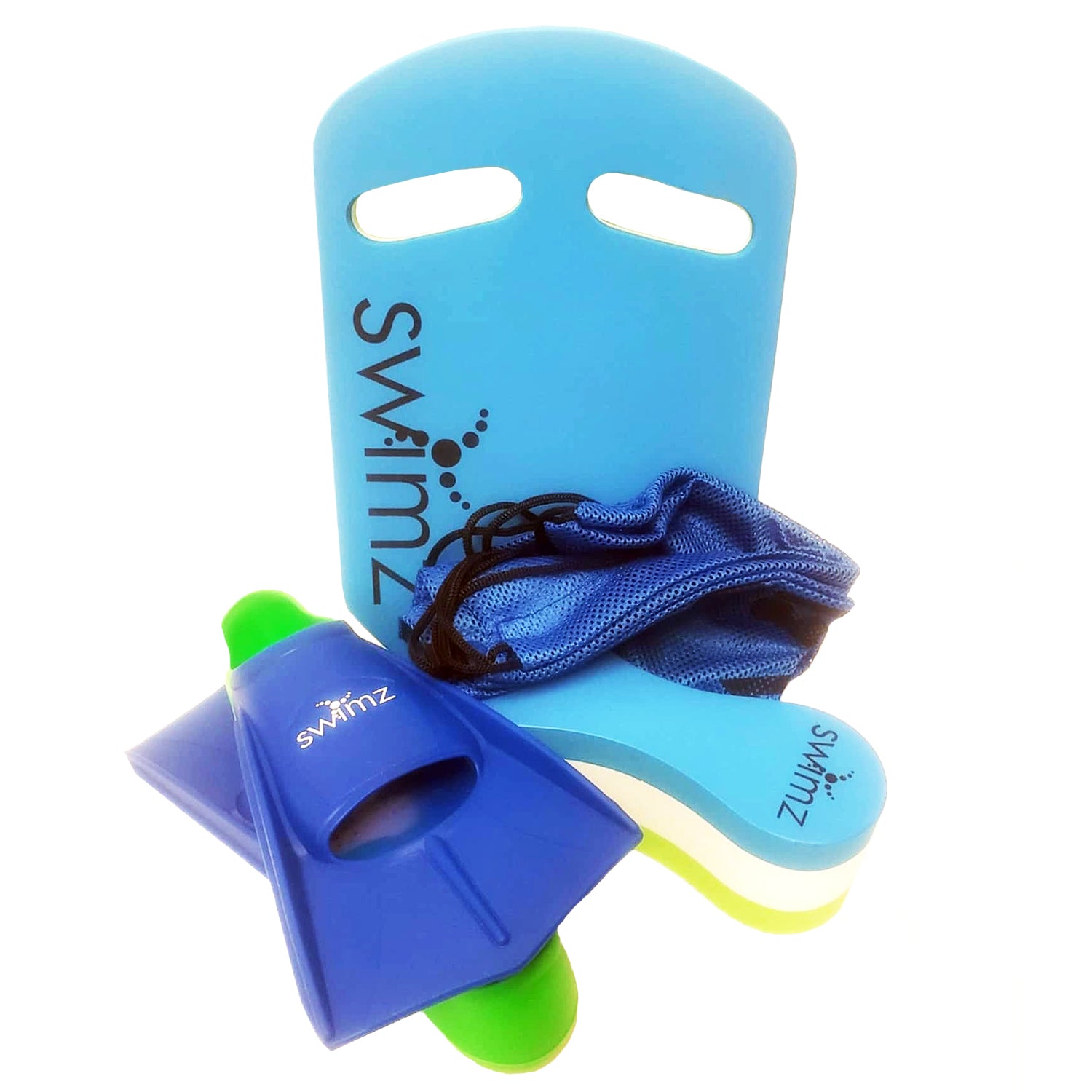 FULL Junior Swim Kit Bundle - Blue/White/Lime + Fins – SWIMZ